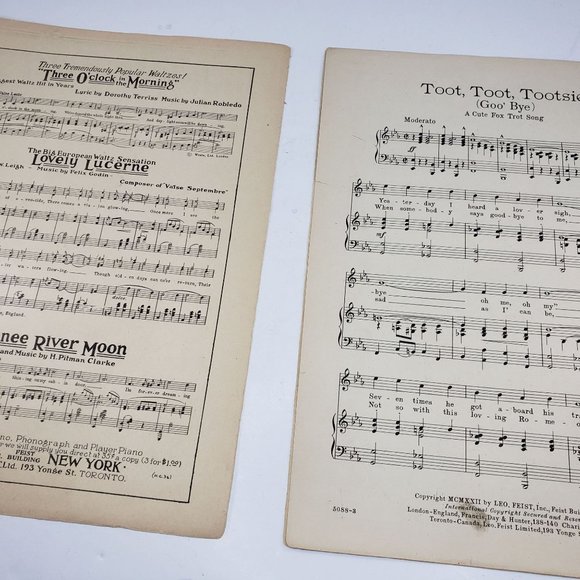 Office | 1922 Toot Toot Tootsie Goo Bye Sheet Music Al Jolson Big Hit ...